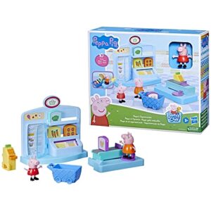 peppa pig peppa’s adventures peppa’s supermarket playset preschool toy: 2 figures, 8 accessories; for ages 3 and up multicolor