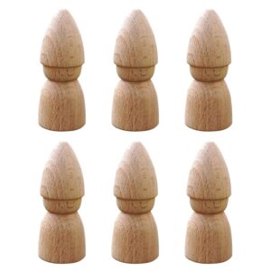 rosenice 6pcs wooden gnome peg doll unfinished wooden peg people figures mini peg doll bodies diy painting puppets for arts and crafts projects role play game beige