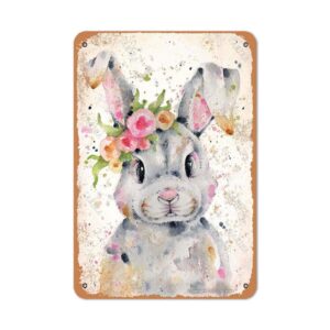 little bunny art 8x12 inch retro look tin decoration plaque sign for home kitchen bathroom farm garden garage funny wall decor