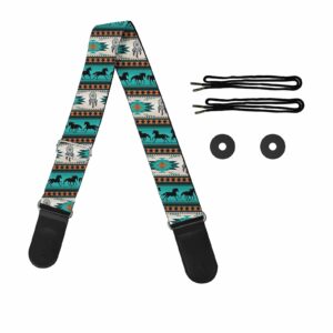 seanative boho horse turquoise aztec print guitar straps with pick pocket electric acoustic guitars musical accessories