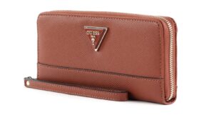 guess cordelia large zip around wallet cognac one size