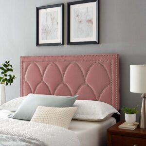 modway greta channel tufted performance velvet full/queen headboard in dusty rose