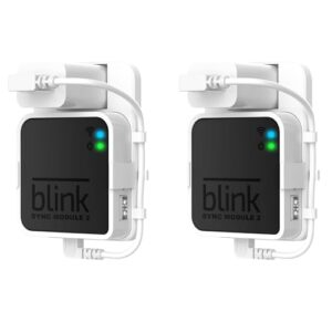 outlet wall mount for blink sync module 2, mount bracket holder for bink ourdoor indoor camera security with no messy easy to move (white 2 pack)