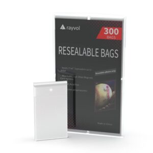 rayvol 300 resealable team bags, sleeves fit 3x4 top loader 360pt and 23-260pt magnetic card holders