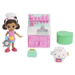 gabby’s dollhouse, lunch and munch kitchen set with 2 toy figures, accessories and furniture piece, kids toys for ages 3 and up