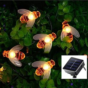 solar bee string lights, 100 led solar fairy lights with 8 lighting modes, suitable for outdoor wedding home garden terrace party (warm white)