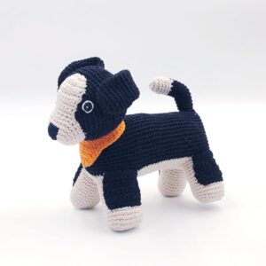 pebble fair trade handmade crochet cotton sheep dog