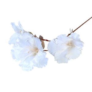 galand artificial flowers,1 bouquet artificial flower 3 heads realistic faux silk flower hibiscus blossom simulation flower for garden - white