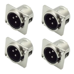 gdqlcnxb xlr male jack 3 pin - panel mount jacks d series size xlr-m socket audio speaker microphone connector 4 pack