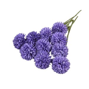 eternal blossom 10 pieces of artificial flowers chrysanthemum ball bouquet, silk hydrangea bouquet, suitable f or home garden party office coffee house decoration(purple)