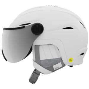 giro essence mips ski helmet - snowboard helmet for women & youth with integrated shield/visor - matte white - s (52-55.5cm)