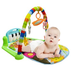 crepro baby play mat & baby gym toys, infant play mat and activity gym baby activity mat with music and lights, kick & play piano gym tummy time padded mat for newborn toddler for christmas toys gift