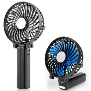 2-pack portable handheld fan,usb rechargeable fan with 2200mah battery operated, mini hand held fans 3 speeds adjustable, 180° rotation foldable personal desk fan for home office desktop and travel