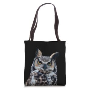 cute owl night hooting animal great horned owl bird tote bag