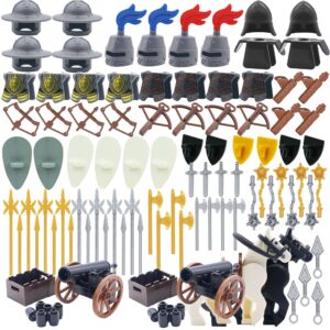 knights people accessories building block - medieval weapon armor swords helmet horse, castle knight shield spear, moc bricks parts toys sets for boys