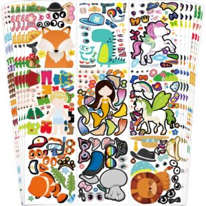 100 sheets make your own stickers for kids with 25 designs, animals mix, mermaids, princess, prince and more, reward of festival, children art craft, school, party favors