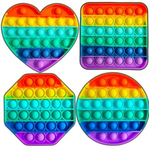 ozzevo branded premium quality fidget toys kids toys for girls push pop bubble fidget sensory toy for anxiety relief items stress toys for boys and girl (4 pack rainbow)