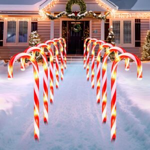 joiedomi 28” christmas candy cane pathway markers lights, 12 packs christmas stakes lights outdoor pathway decorations for christmas outdoor yard patio garden walkway pathway decoration