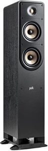 polk signature elite es50 tower speaker - hi-res audio certified, dolby atmos & dts:x compatible, 1" tweeter & (2) 5.25" woofers, power port technology for effortless bass, stunning black