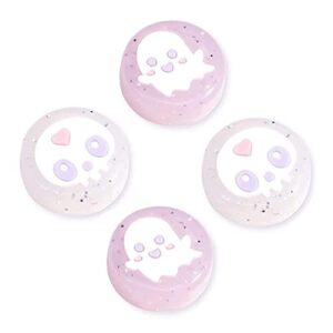 perfectsight cute thumb grip caps for playstation 4/5, ps5, ps4, xbox series x/s, xbox one, switch pro controller, 4pcs kawaii soft rubber 3d analog thumbsticks grips joystick cover - glitter ghost