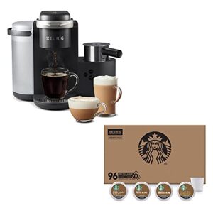 keurig k-café single serve & carafe coffee maker with starbucks medium roast variety pack, 96ct k-cup pods