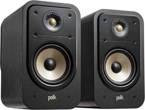 polk signature elite es20 bookshelf speaker - hi-res audio certified, dolby atmos & dts:x compatible, 1" tweeter & 6.5" woofer, power port technology for effortless bass (pair, stunning black)