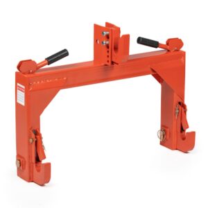 titan attachments 3 point quick hitch adaption to category 1 tractors, 3000 lb lifting capacity, 27.5" between lower arms, 14.5" ~17.5" level adjustment, orange finish