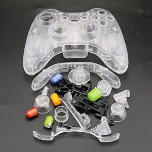 full hard case housing shell buttons mod kit component cover for xbox 360 game controller (a-clear)