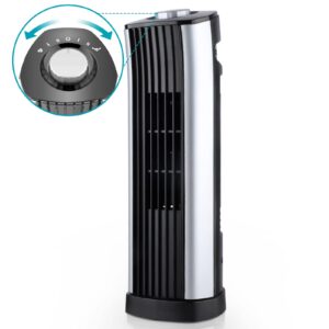 small oscillating tower fan, 14 inch ultra-slim quiet desk fan, personal table fan, 2 speed settings and 2 modes, indoor standing fans for bedside office home tabletop