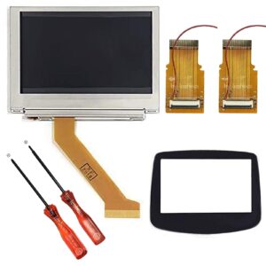 lenboes mod lcd screen backlight kit replacement for gameboy advance gba sp ags-101 backlit screen set includes 32 pin, 40 pin cable and glass screen lens panel