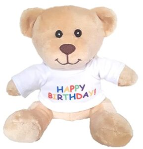 hug-a-booboo happy birthday! small plush teddy bear from super cute 6 inch plush teddy bear with “happy birthday!” message t-shirt - great for gift, gift basket, party favor