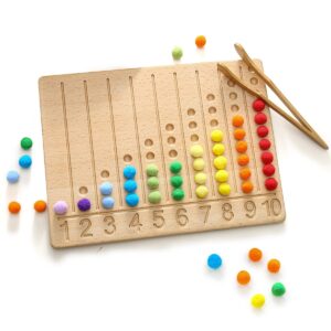 wooden bead board game montessori toys for toddlers puzzle color sorting stacking toys wooden tracing board math counting game for kids fine motor skill montessori toys for toddler