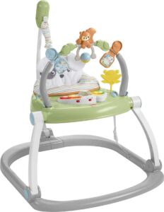 fisher-price baby bouncer spacesaver jumperoo activity center with lights sounds and folding frame, sweet snugapuppy