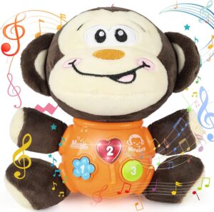 vanmor plush monkey baby toys, newborn baby musical toys for baby 0 to 36 months, stuffed animal light up baby toys for 0 3 6 9 12 months infants babies boys girls toddlers gifts