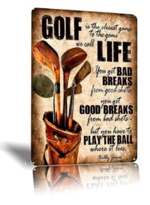 golfing golf life vintage retro metal tin sign wall decor wall art decoration plaque for home outdoor indoor kitchen bar garden door garage 16x12 inch