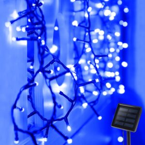 oxyled solar string lights outdoor waterproof string lights solar powered decorative fairy lights for garden patio wedding party christmas tree halloween (144 ft, blue)