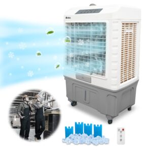 gorilla gadgets outdoor evaporative portable air cooler with touch controls, large quiet electric 5300 cfm. 13.2 gallon water tank and wheels. cools 1850.00 square feet for commercial office home