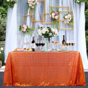 partisout orange tablecloth square 50x50 sequin tablecloths for rectangle tables christmas tablecloth halloween table overlay sparkle table cloths for parties(50x50'', orange)