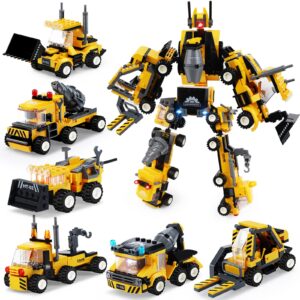 moontoy 718pcs stem toys building blocks, educational robot building toys engineering construction vehicle truck diy building kit gifts for preschool kids boys girls 6 7 8 9 10 11 12 13 14 years old