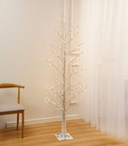 audeni 6ft twinkling light birch tree with 256 warm white led fairy lights indoor/outdoor for garden home christmas valentine’s day holiday decoration