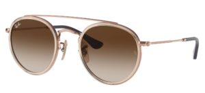 ray-ban junior kids' rj9647s metal round sunglasses, light brown/gradient brown, 46 mm