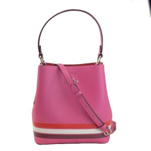 coach small town bucket bag in colorblock with stripe (confetti pink mango multi)