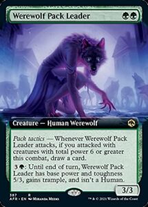 magic: the gathering - werewolf pack leader (387) - extended art - foil - adventures in the forgotten realms