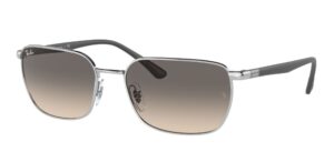 ray-ban rb3684 rectangular sunglasses, silver/clear gradient grey, 58 mm