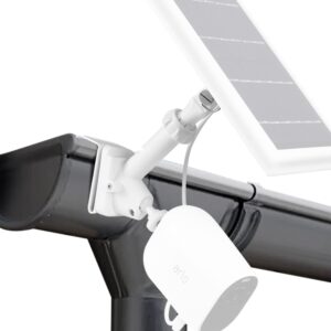 wasserstein gutter mount for camera & solar panel - compatible with wyze, blink, ring, arlo, & eufy (white)