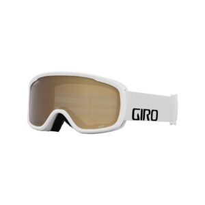 giro buster kids ski goggles - snowboard goggles for youth, boys & girls - white wordmark strap with amber rose lens