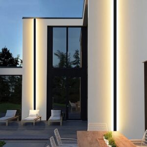 outdoor long strip modern led wall lighting fixture lamps, elegant frosted white acrylic, black aluminum body ip65 waterproof anti rust (cold white, 60inch)