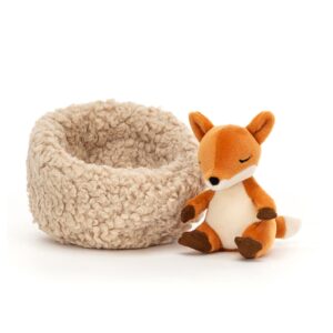 jellycat hibernating fox stuffed animal, 5 inches | woodland plush toy | classic children's gift