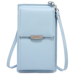 jffd small crossbody cell phone bag for women card holder wallet purse leather shoulder handbag blue