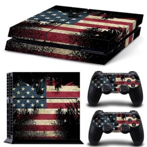 whole body protective vinyl skin decal sticker cover for ps4, ps4 console and controller skins - usa flag